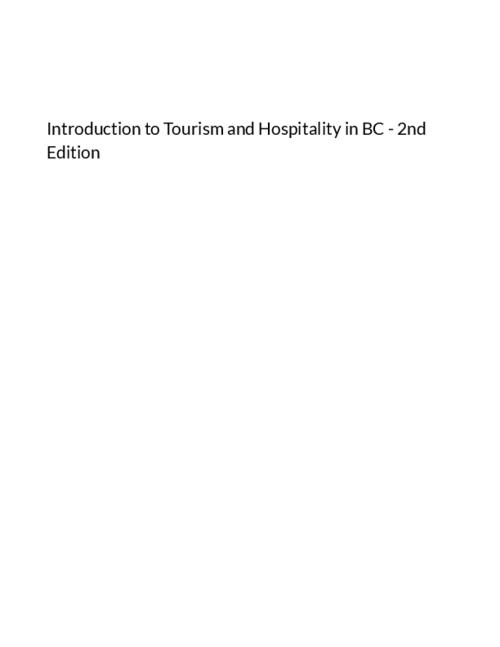 Introduction to tourism and hospitality in BC - 2nd edition | The BCIT ...
